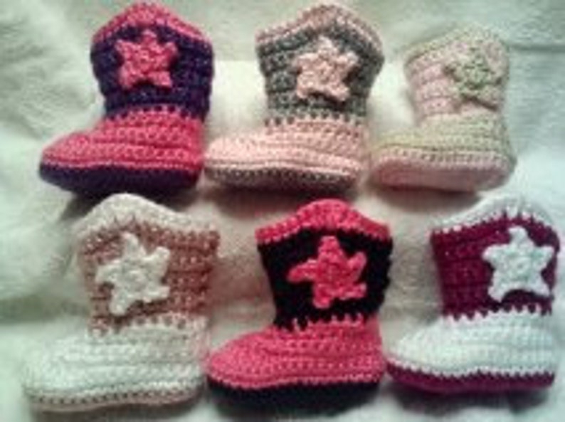 Crochet Cowboy Booties With Stars or Hearts - Made to Order Newborn to ...