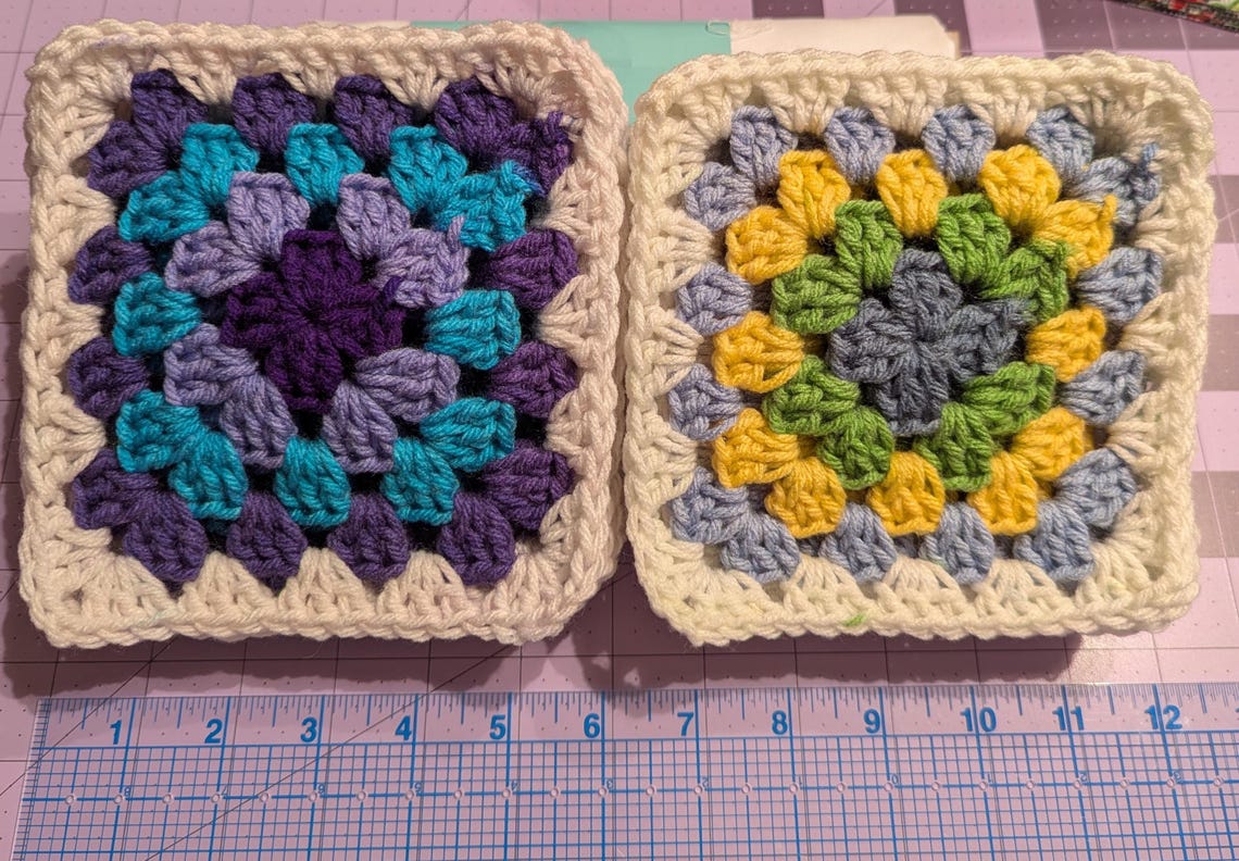 Finished Crochet Granny Squares (with SOFT WHITE Edges) 6" X 6" Sets of ...