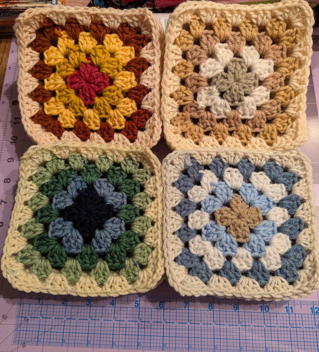 Finished Crochet Granny Squares (with ARAN Edges) 6" X 6" Sets of 5 ...