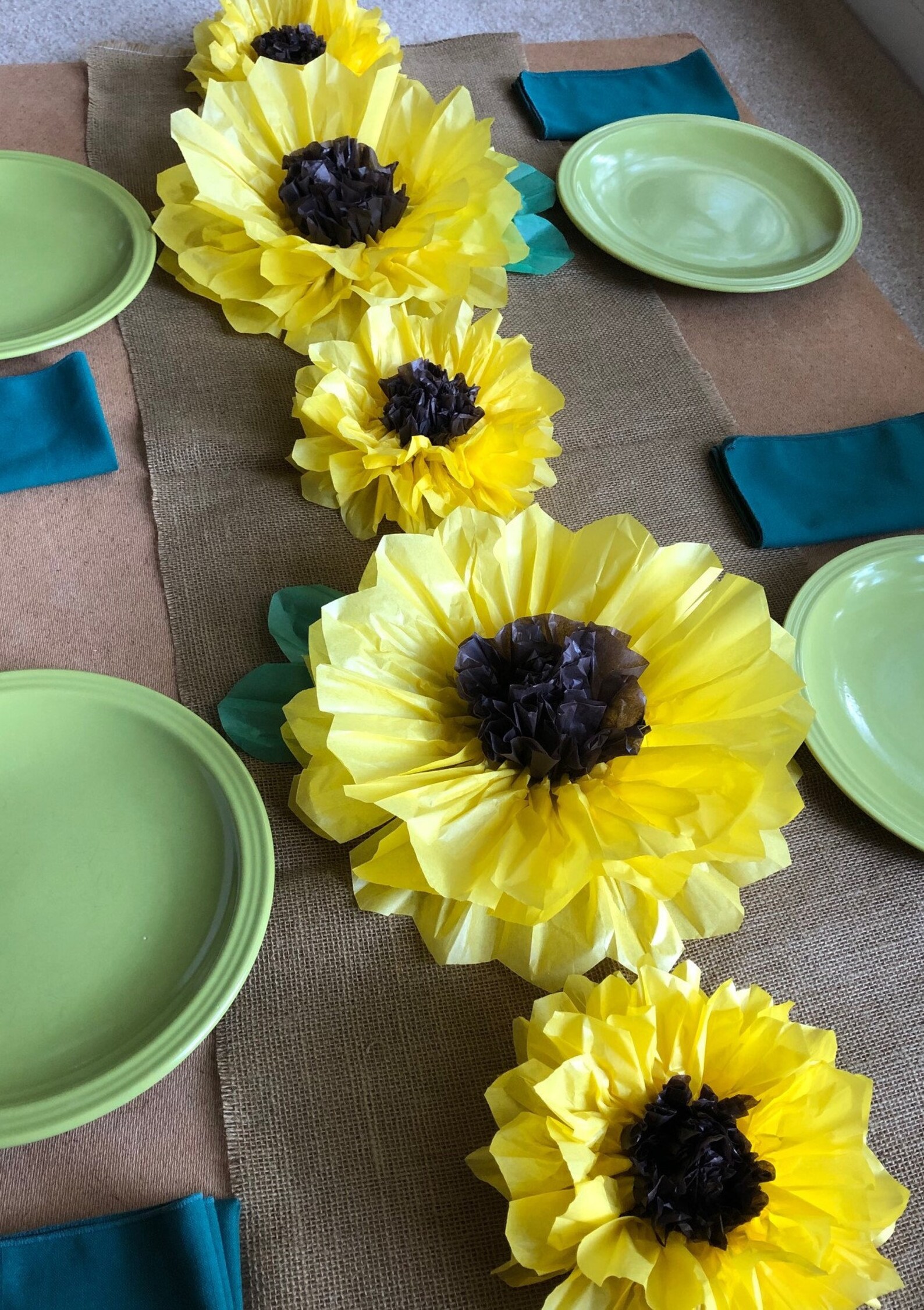 Set of 5 Large Paper Sunflowers - Perfect Decorations for Wedding ...