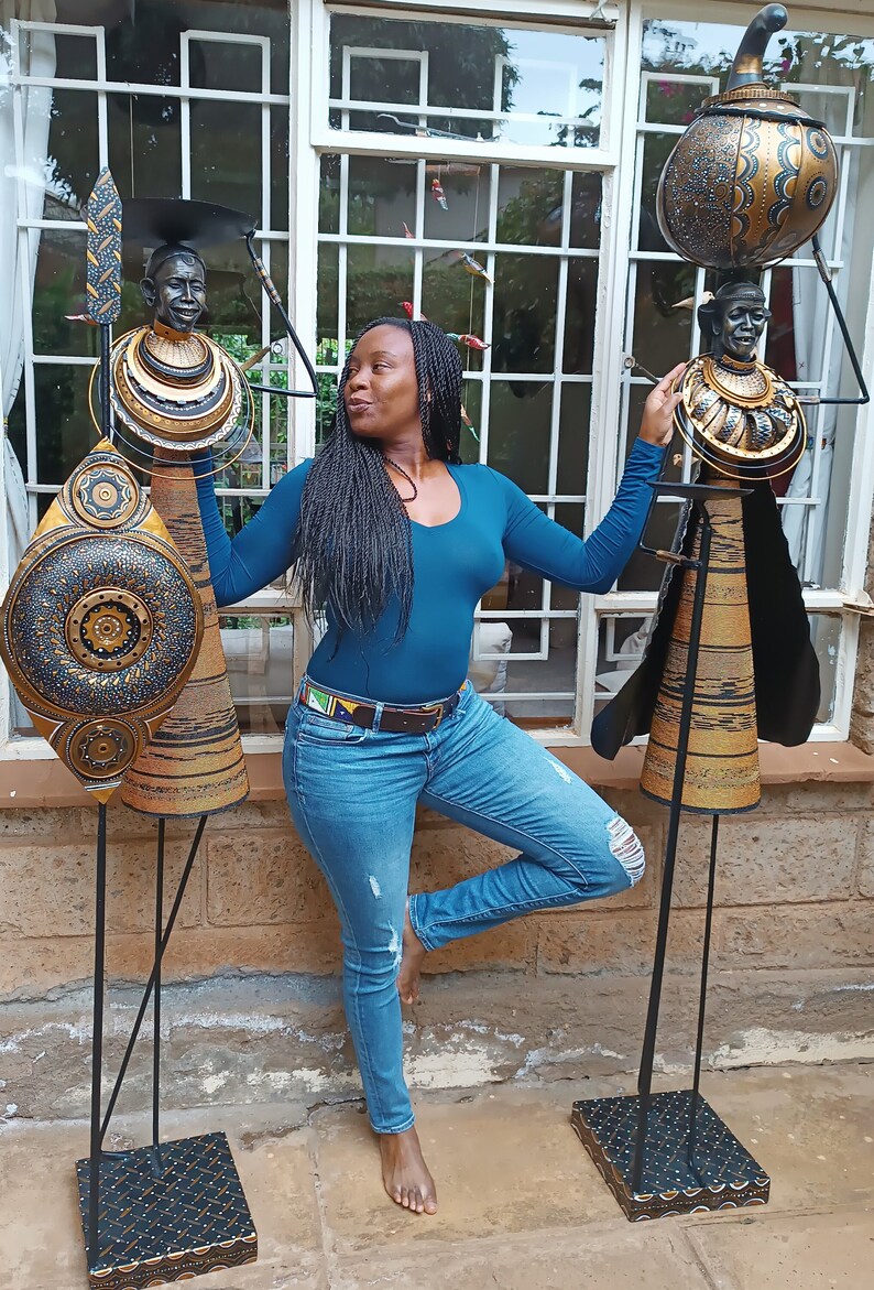 Maasai Couple Sculpture, 60 Life-size Bronze Sculpture for Outdoors ...