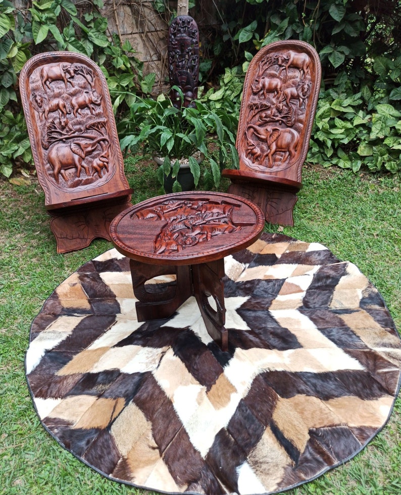 Viking Chairs Vintage African Hand-carved Big-five Animals Chair Sets ...