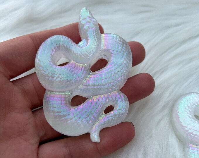 Aura Selenite Snake - Etsy