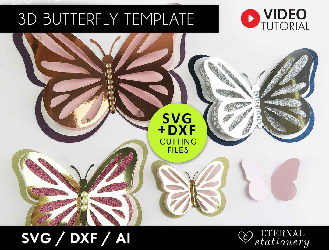 3D Butterfly svg, Butterfly SVG, Butterfly template, Layered Butterfly ...