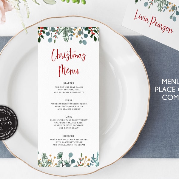 Christmas Menu and Place Card - Etsy