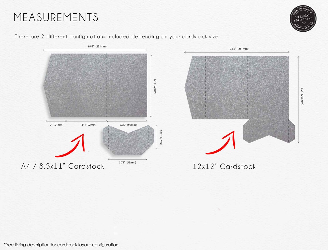 4x6 Pocket Wedding Invitation Template SVG Cutting File DXF | Etsy