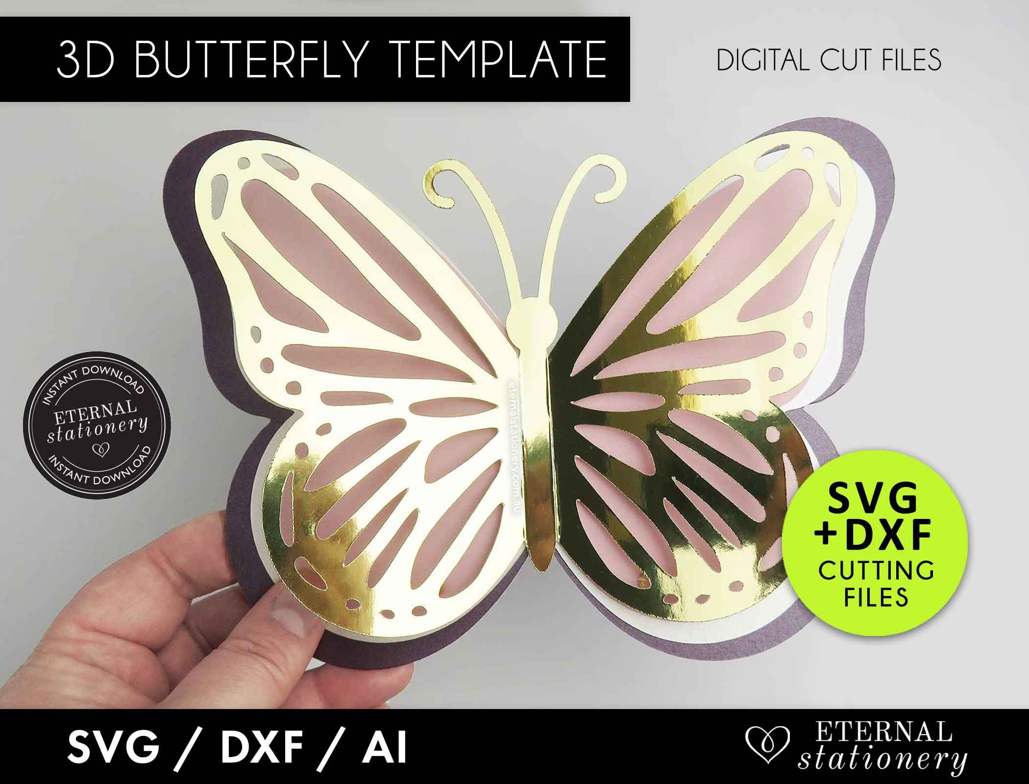 Butterfly SVG 3D Butterfly SVG 3D Butterfly Template - Etsy Hong Kong
