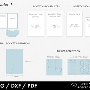 4x6 Pocket Wedding Invitation Template: Trifold Folio (SVG DXF PDF ...