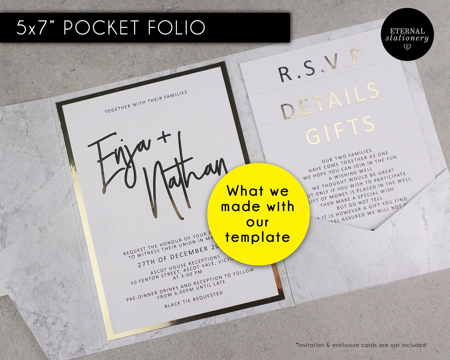 4x6 Pocket Wedding Invitation Template PDF Pocket Invitation | Etsy