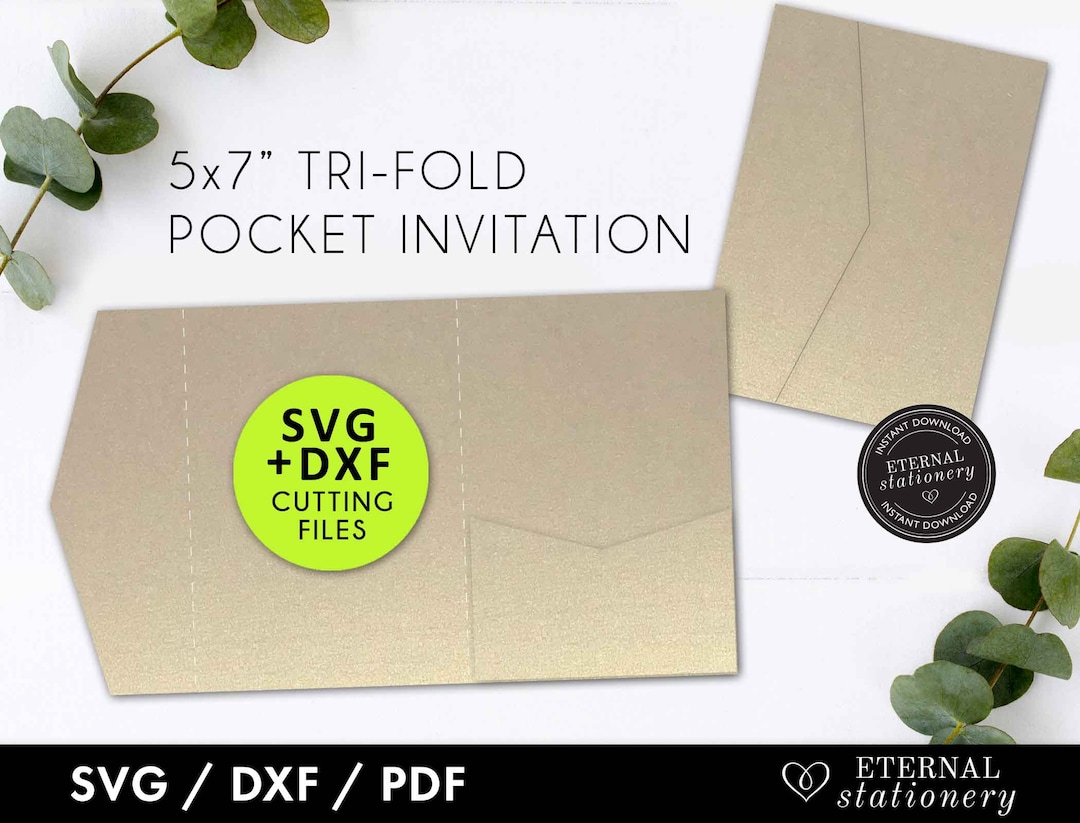 5x7" Pocket Wedding Invitation Template: Laser Cut SVG (digital ...
