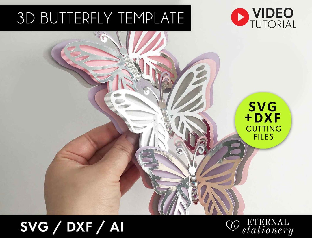 3D Butterfly SVG Template, Butterfly SVG, Butterfly Wall Decor, 3D ...