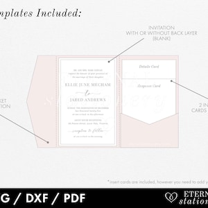 4x6 Pocket Wedding Invitation Template: Trifold Folio (SVG DXF PDF ...