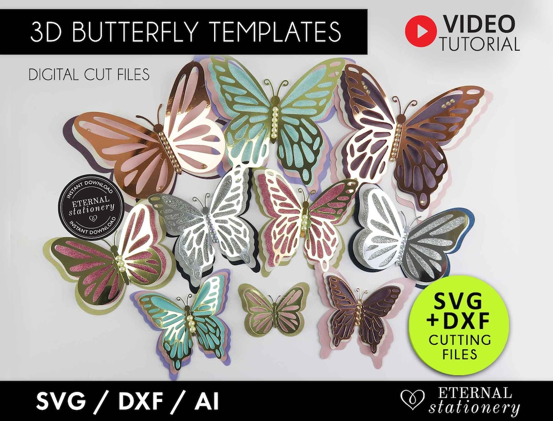 3D Butterfly SVG, Layered Butterfly SVG, Paper Butterfly Svg, Butterfly ...