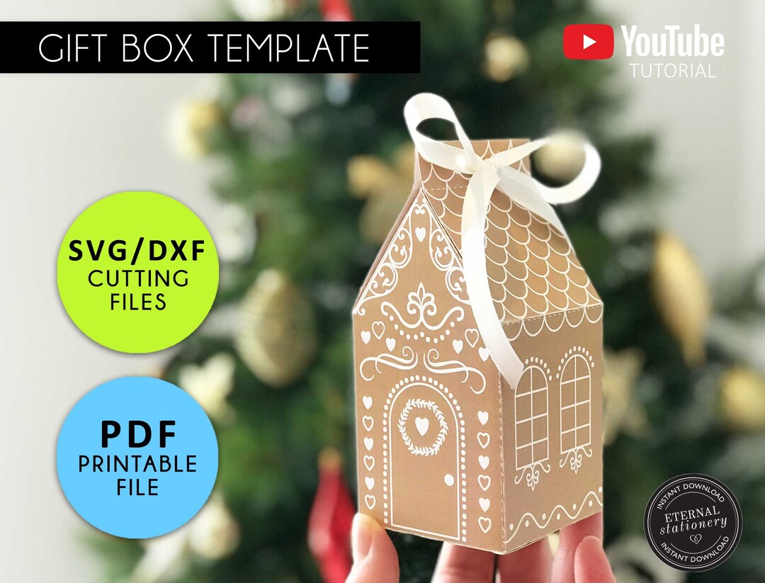 Gingerbread House Gift Box Template: SVG DXF PDF - Etsy
