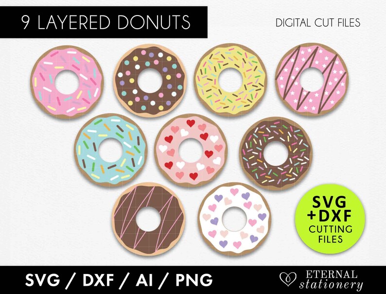 Layered Donut SVG Bundle: Icing & Sprinkles Cut Files - Etsy Australia