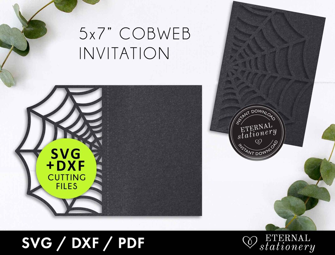 5x7 Cobweb Invitation Template, Laser Cut Invitation, Cobweb Svg ...