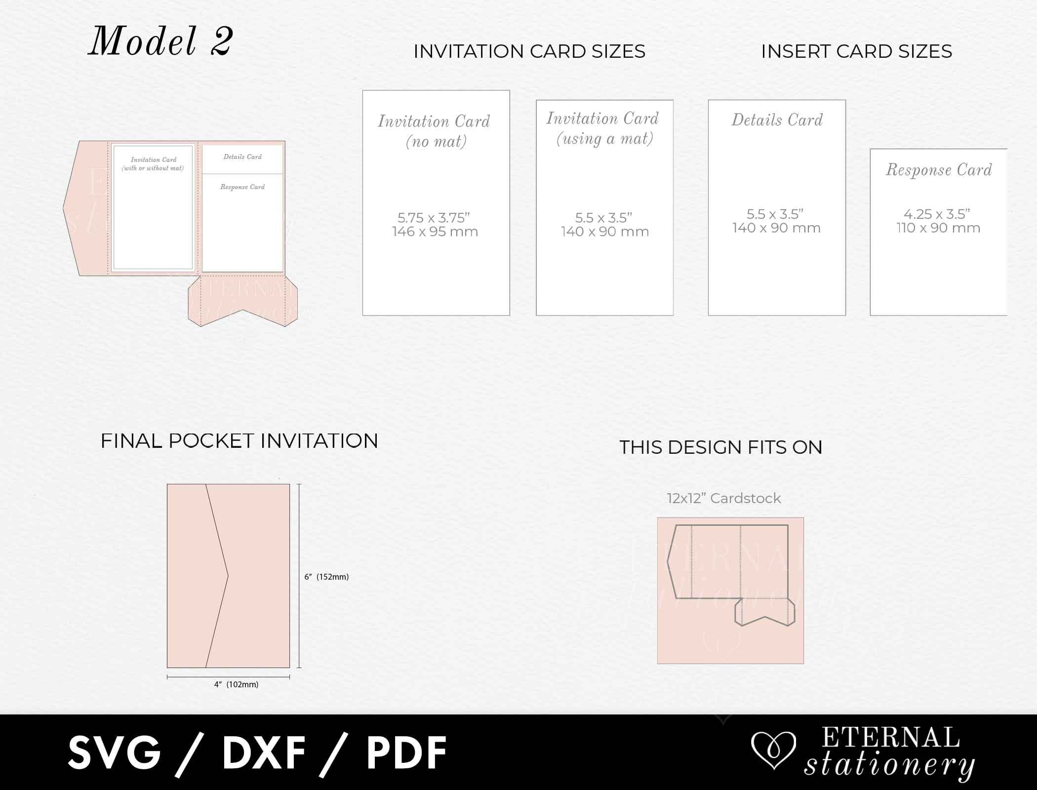 4x6 Pocket Wedding Invitation Template: Trifold Folio (SVG DXF PDF ...