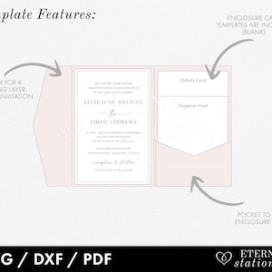 4x6 Pocket Wedding Invitation Template: Trifold Folio (SVG DXF PDF ...
