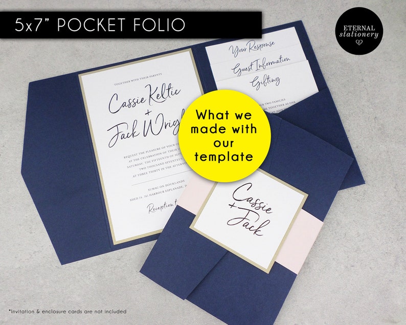 4x6 Pocket Wedding Invitation Template PDF Pocket Invitation Etsy