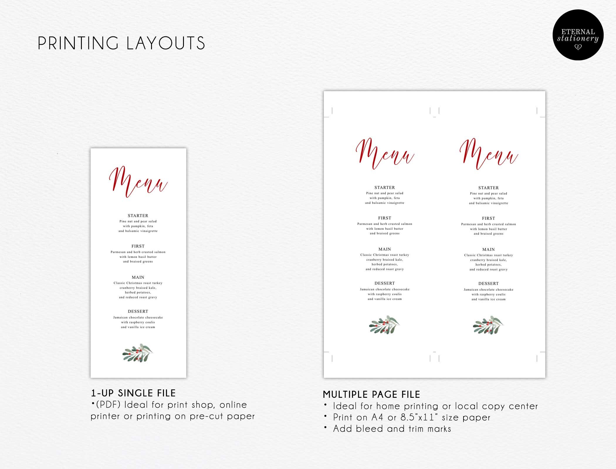 Editable Christmas Menu and Place Card Templates Editable - Etsy Australia