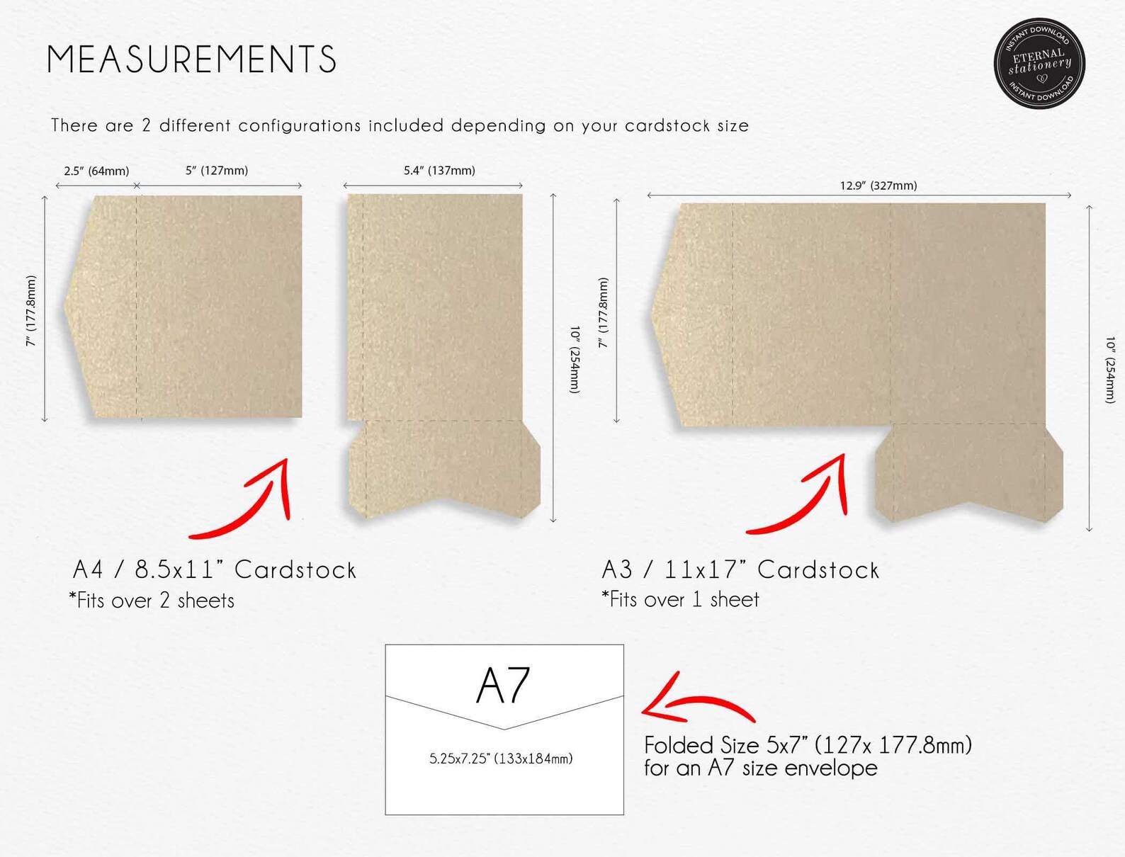 5x7 Pocket Wedding Invitation Template Wedding | Etsy