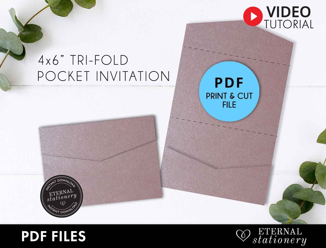 4x6 Pocket Wedding Invitation Template: Tri-fold Folio (PDF) - Etsy