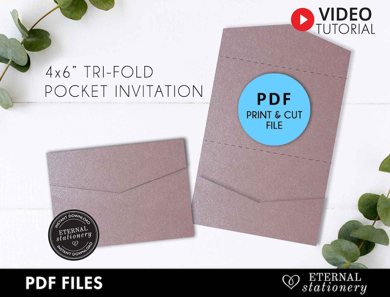 4x6 Pocket Wedding Invitation Template: Tri-fold Folio (PDF) - Etsy
