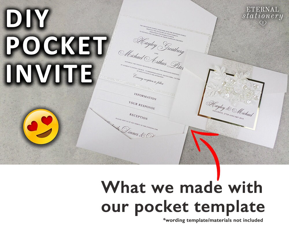 4x6 Pocket Wedding Invitation Template: Tri-fold Folio (PDF) - Etsy
