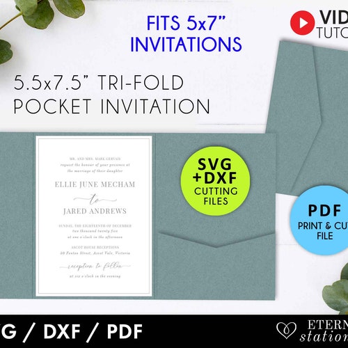 Wedding Invitation Pocket Envelope Template SVG Cut File for - Etsy