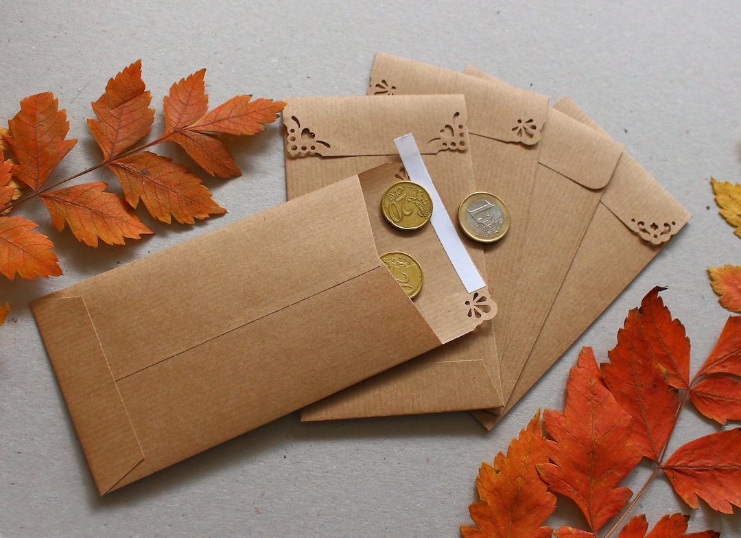 25 Money Envelopes - Small Paper Envelopes - 80mm X 140mm - Kraft ...