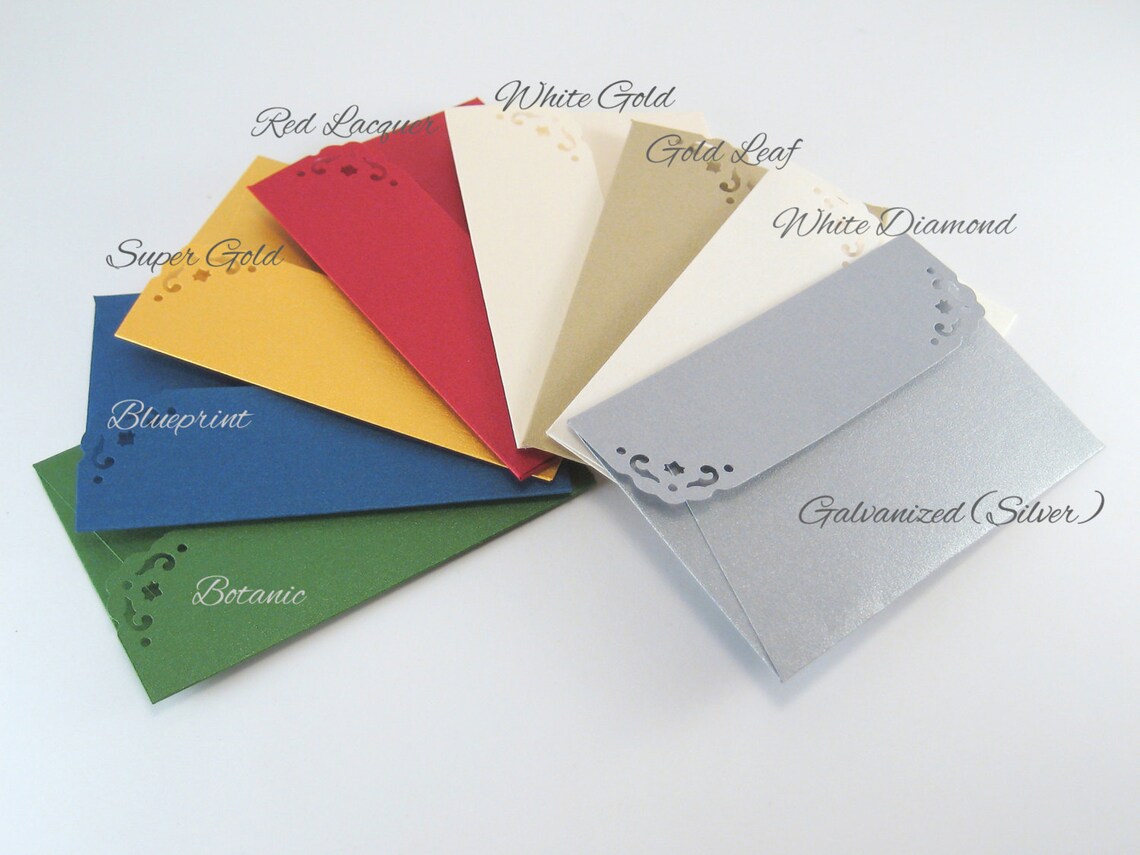 50 Mini Envelopes With Notecards - Baby Pink Shimmer Paper Envelopes ...
