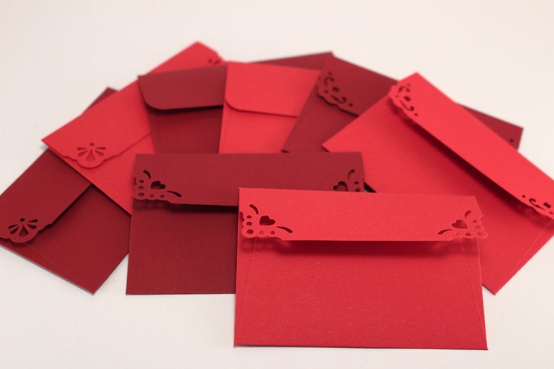 25 Tiny Red Envelopes With Blank Cards Valentine's Day | Etsy
