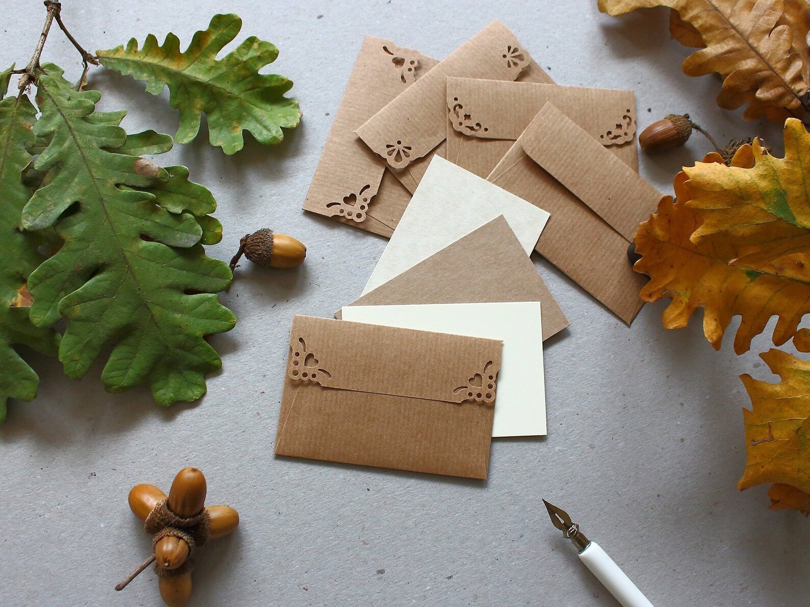 100 Mini Envelopes - Kraft Brown Paper Envelopes With Notecards ...