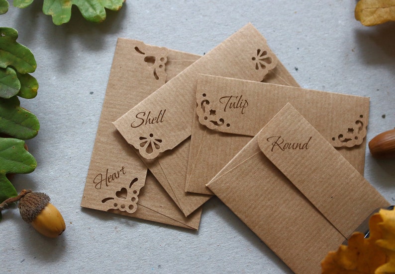 250 Mini Cards and Envelopes - Rustic Wedding Envelopes and Cards for ...