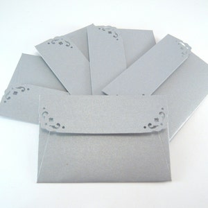 25 Mini Envelopes With Notecards - Metallic Silver Envelopes - Wedding ...