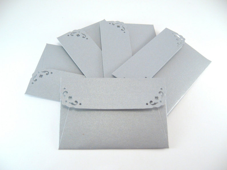 25 Mini Envelopes With Notecards Metallic Silver Envelopes - Etsy