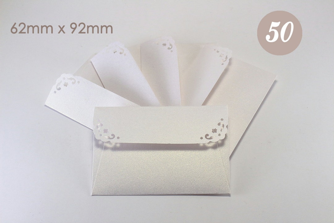 50 Mini Envelopes & Inserts - Metallic Ice Gold Paper Envelopes ...