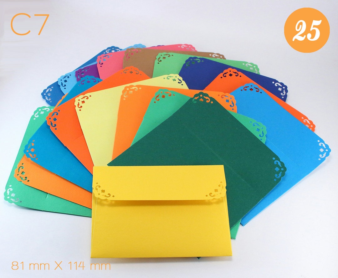 25 Small Envelopes - C7 Envelopes, Mixed Colors Envelopes - Gift Card ...