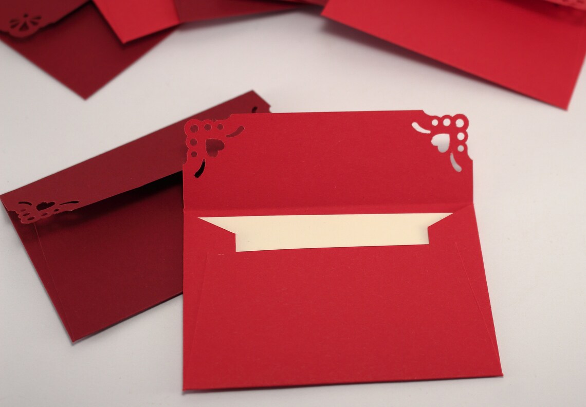 25 Tiny Red Envelopes With Blank Cards Valentine's Day | Etsy