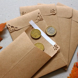 100 Small Envelopes - Brown Paper Envelopes - #5 Coin Envelopes Size 3 ...
