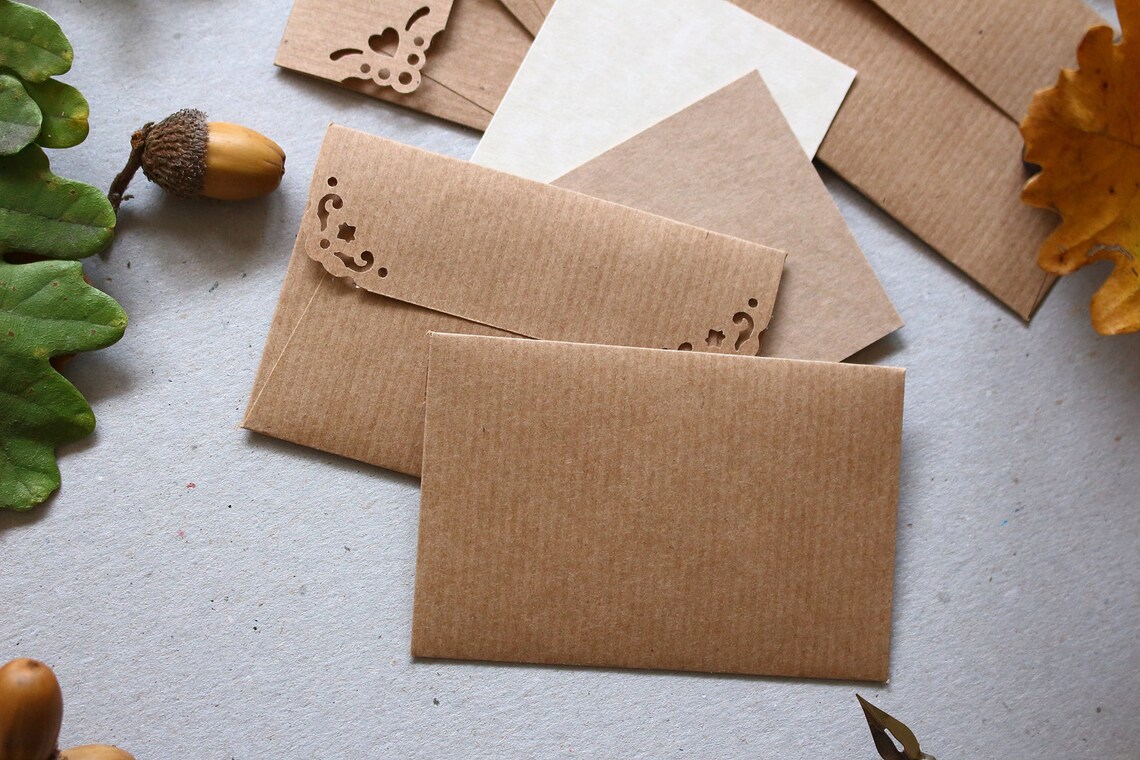 25 Mini Envelopes With Cards Rustic Wedding Envelopes | Etsy