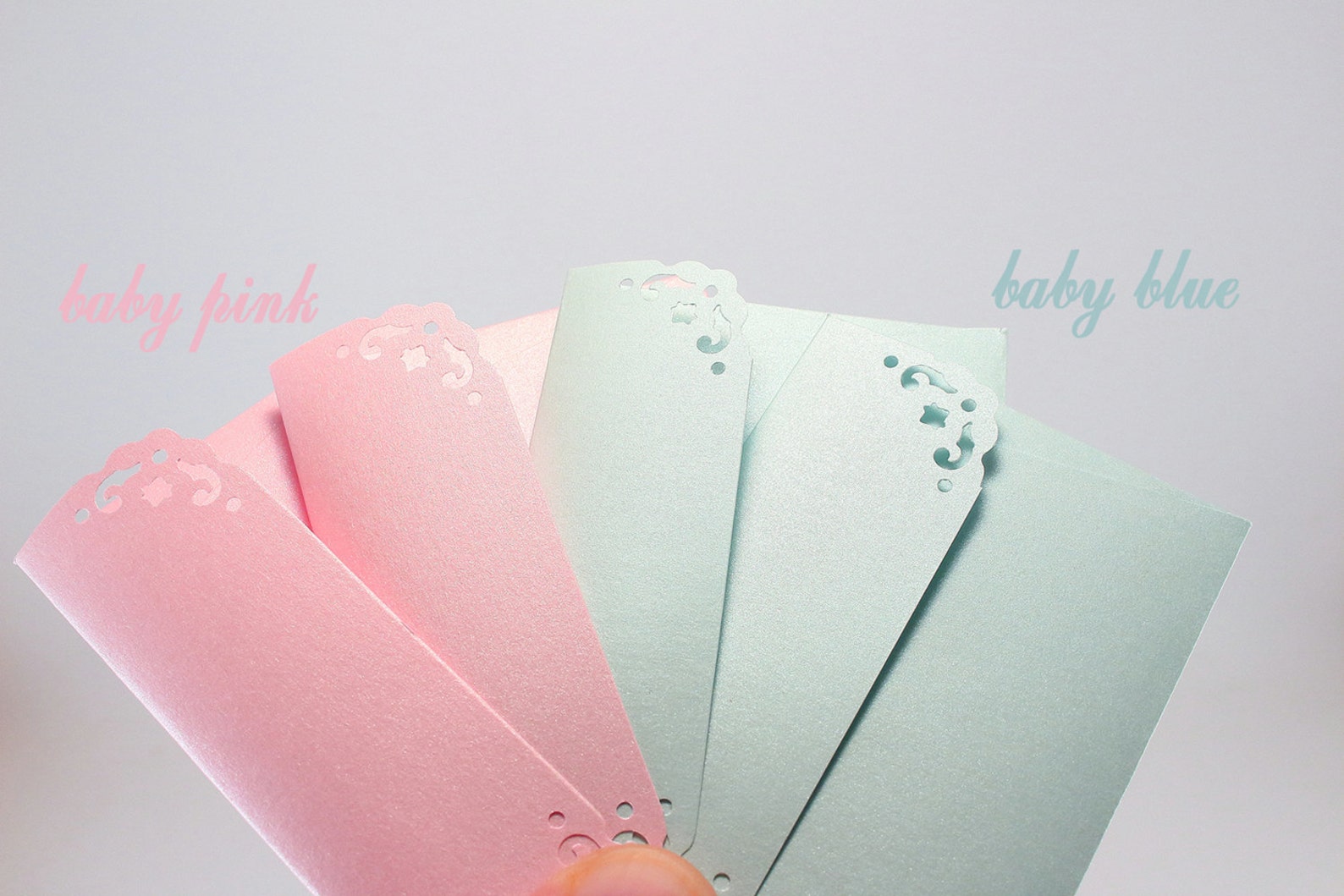 50 Mini Envelopes With Notecards - Baby Pink Shimmer Paper Envelopes ...