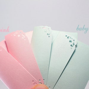 50 Mini Envelopes With Notecards - Baby Pink Shimmer Paper Envelopes ...