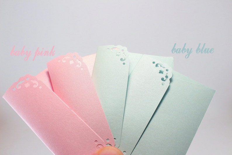 50 Mini Envelopes With Notecards - Baby Pink Shimmer Paper Envelopes ...