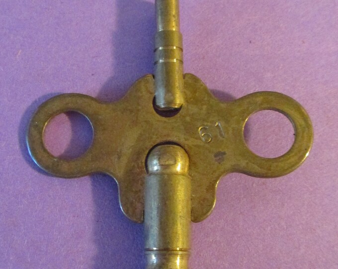 Antique Double Sided Brass Clock Key Size 6 / 3.75 Swiss / 3.6 American ...