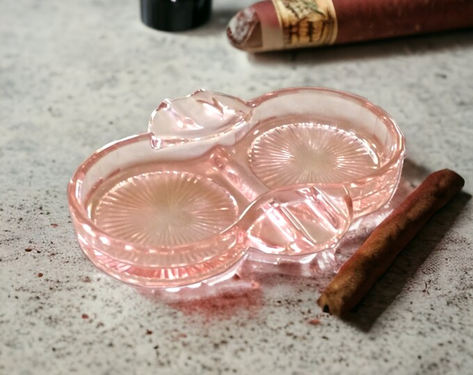 Vintage Pink Depression Double Coaster Glass Ashtray, Dual Function ...