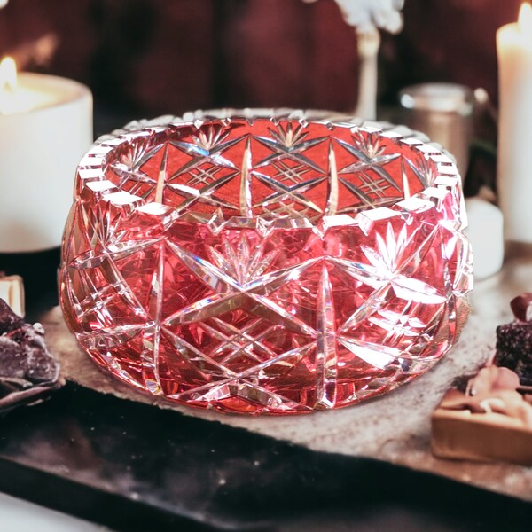 Bohemian Red Cut Glass - Etsy