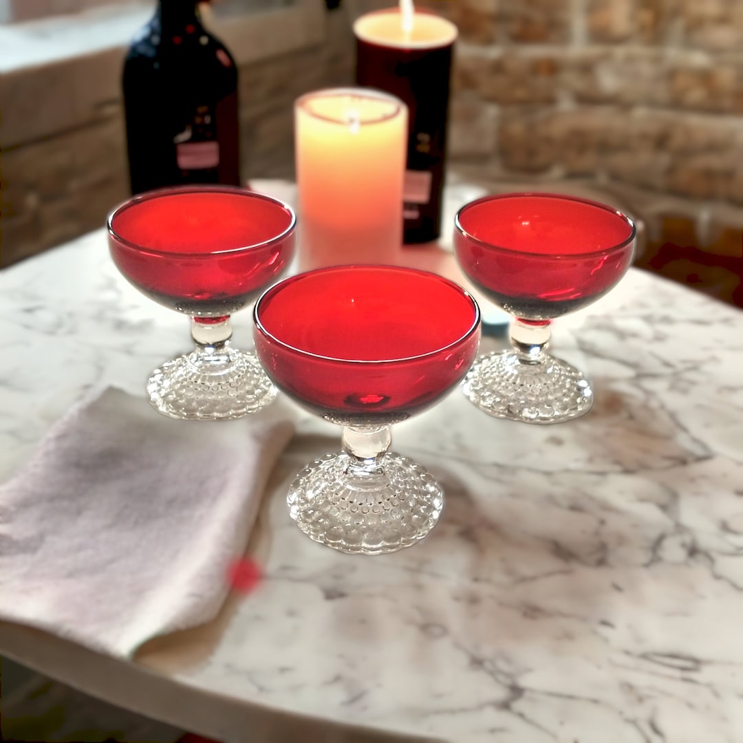 Vintage Anchor Hocking Royal Ruby Bubble Foot Champagne Cordial ...
