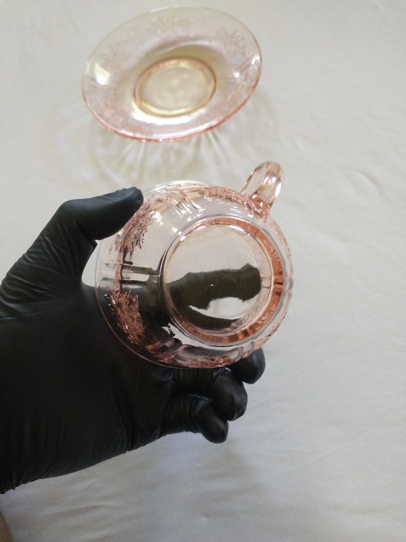 Federal Glass Pink Sharon "cabbage Rose" Tea Cup & Saucer, Vintage ...