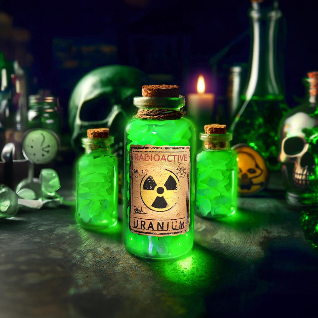 Vintage Crushed Uranium Sea Glass in 2" Vial, Fun Radioactive Labels ...